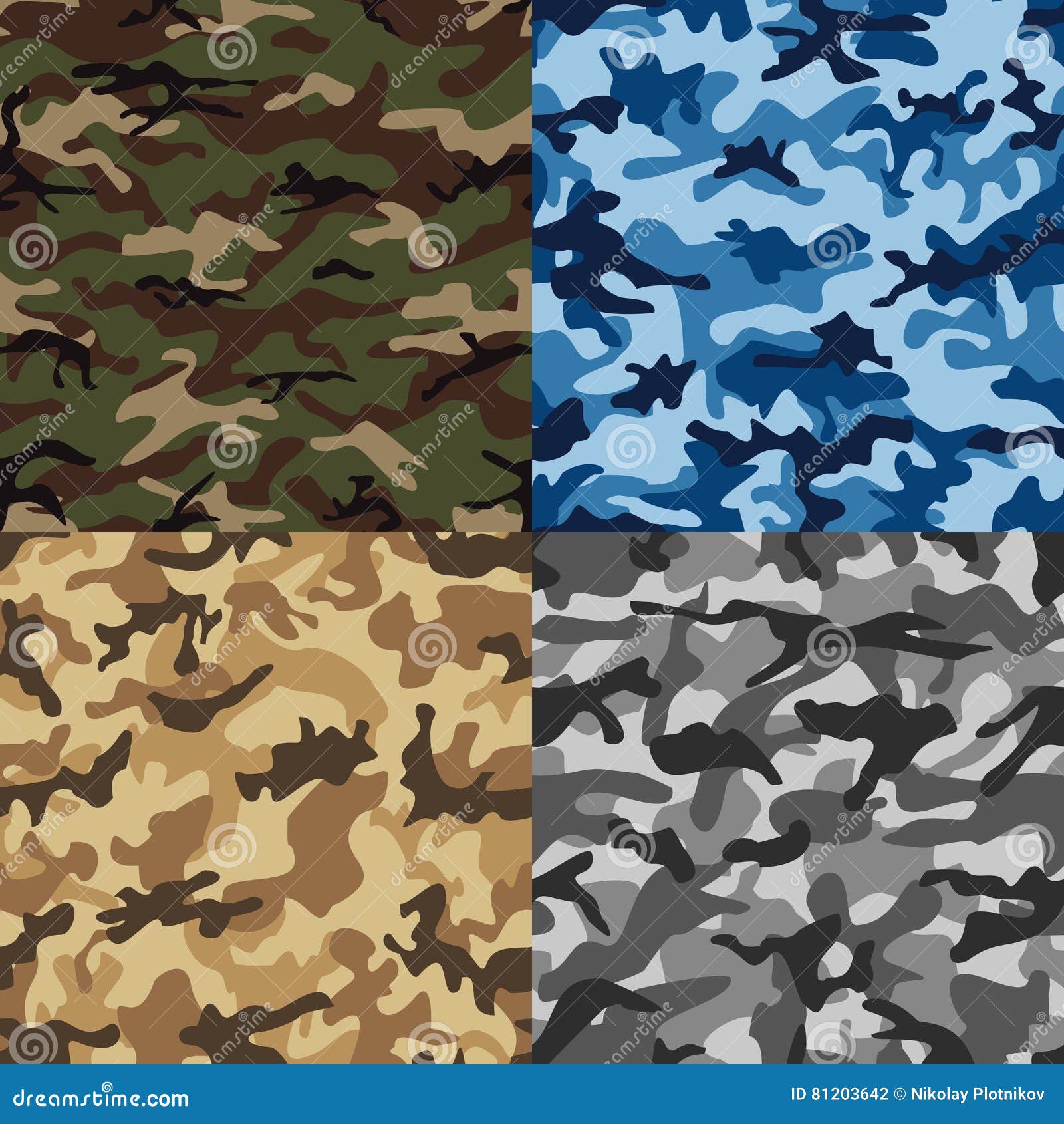 Camouflage Set Seamless Pattern in Multiple Colors. Stock Vector ...
