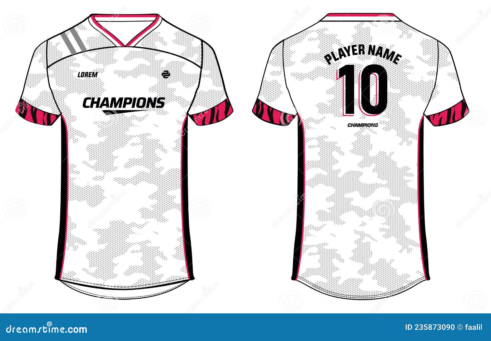 Camouflage Sports Jersey T Shirt Design Concept Vector Template V Neck