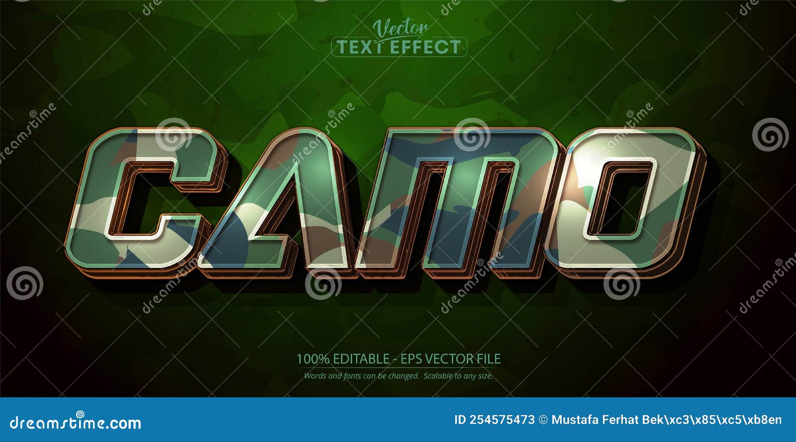 Camouflage Text Effect, Editable Green Camouflage Pattern Text Style ...