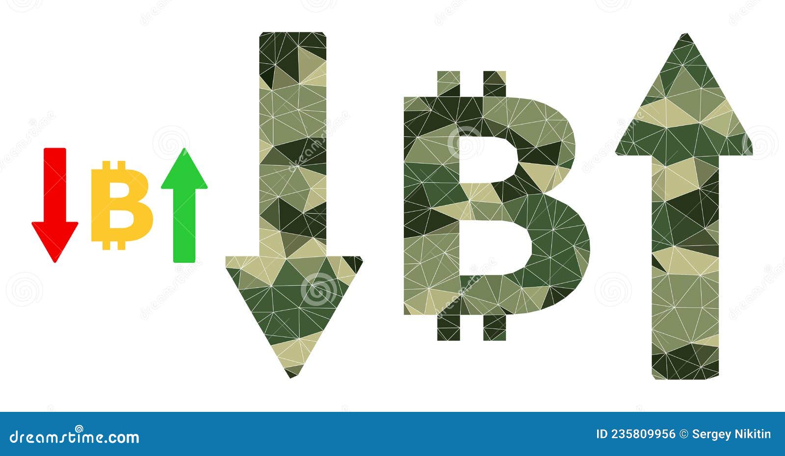 Low-Poly Mosaic Bitcoin Volatility Icon in Camo Army Color Hues Stock ...