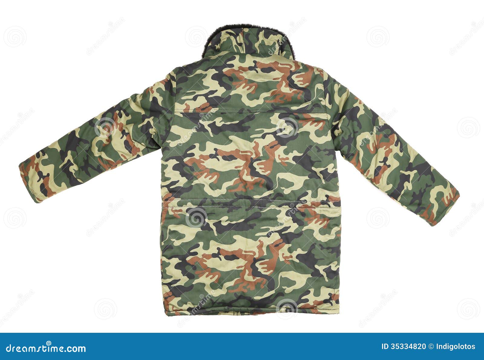 Camouflage Winter Jacket. Back View Stock Photo - Image of green, back ...