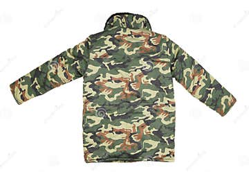 Camouflage Winter Jacket. Back View Stock Photo - Image of green, back ...