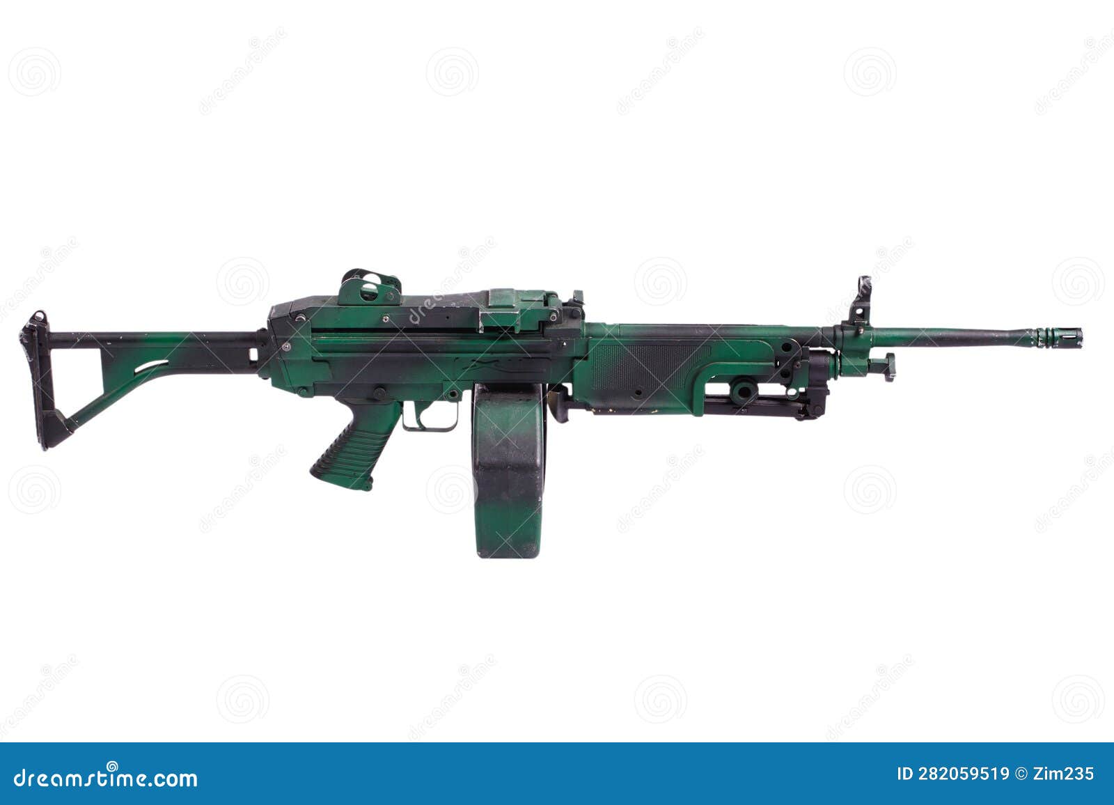 Camouflaged Machine Gun on White Stock Image - Image of fire, swat ...