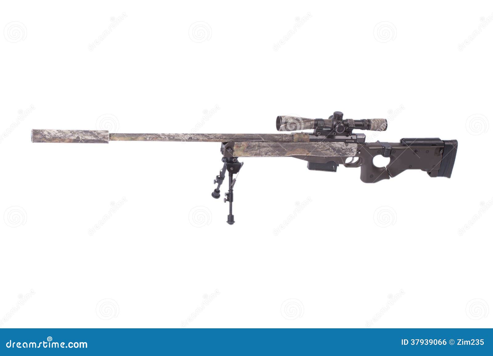 Camouflaged Modern Sniper Rifle with Scope Stock Photo - Image of ...