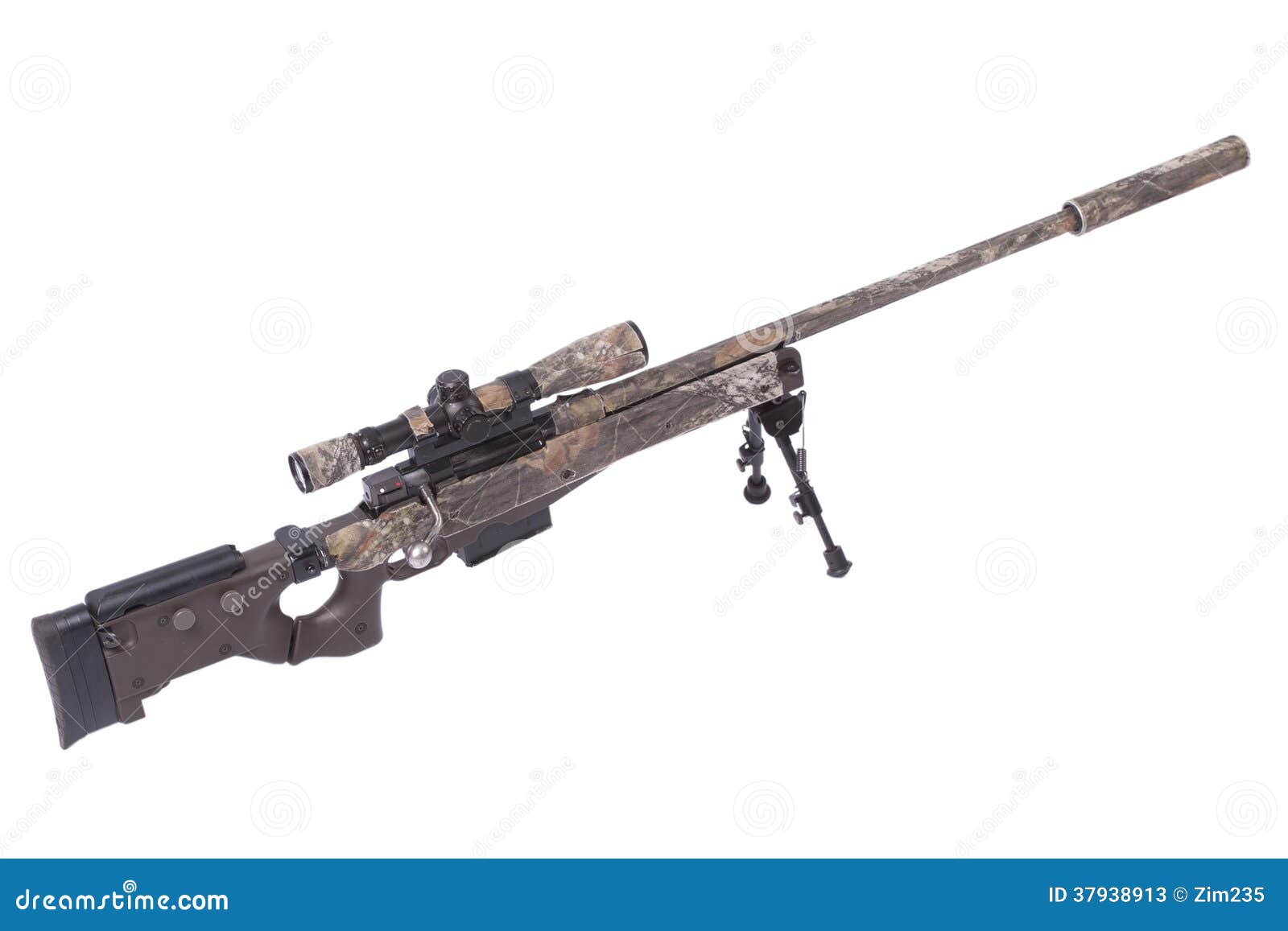 Camouflaged Sniper Rifle with Scope Stock Image - Image of large ...
