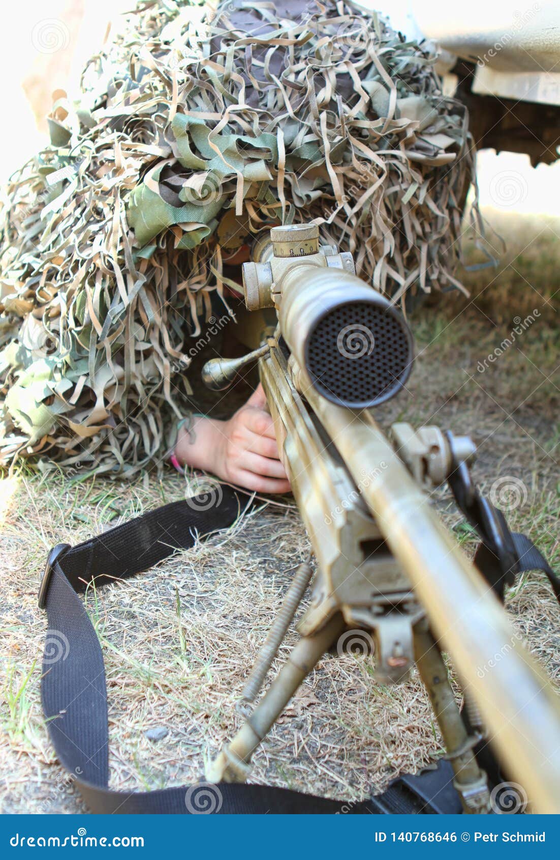 The camouflaged sniper stock photo. Image of optics - 140768646
