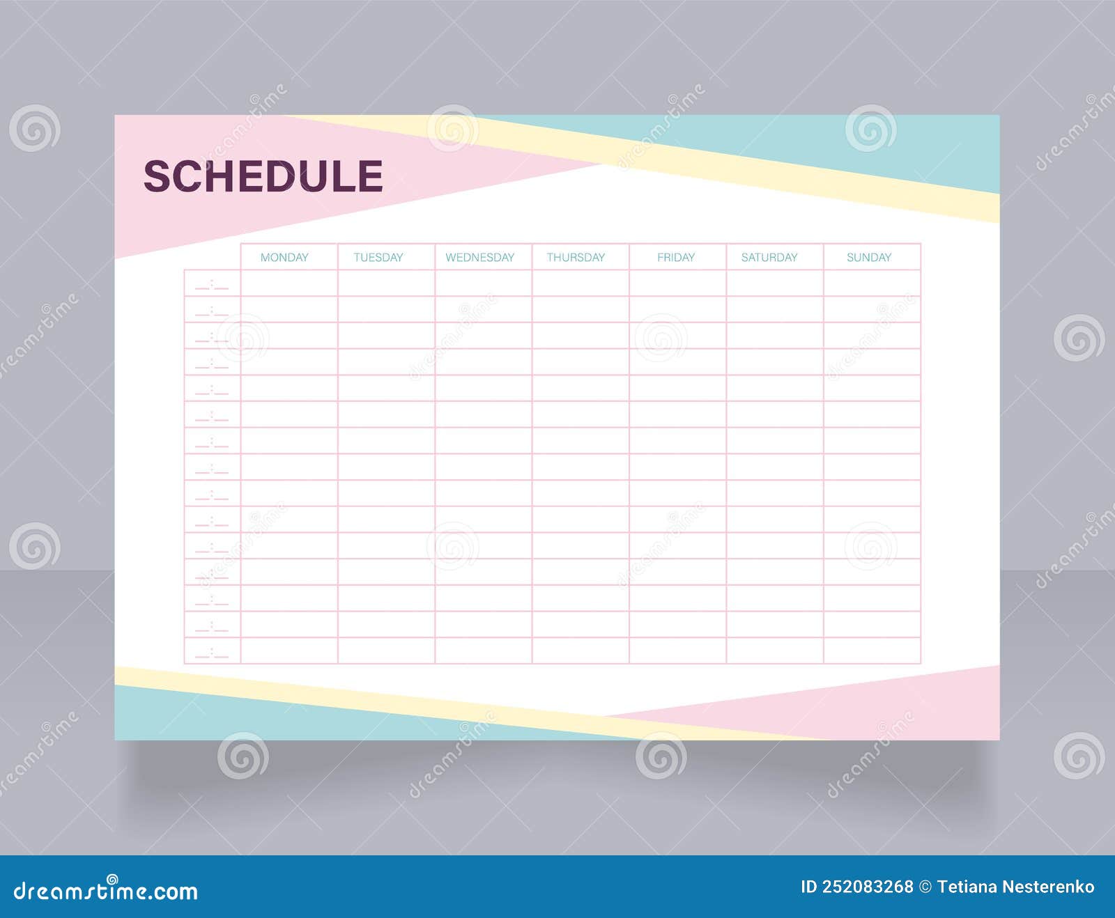 Camp Activities Schedule Worksheet Design Template Stock Vector ...