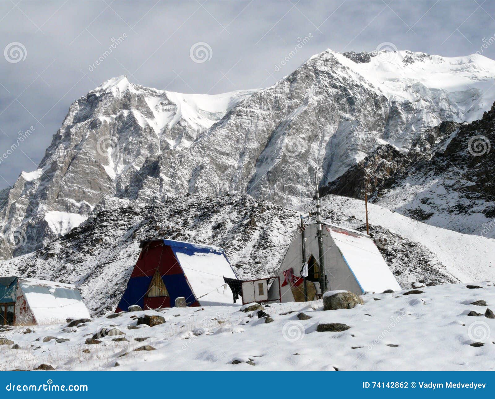 Camp of Climbers in the Mountains Stock Photo - Image of cold, camp ...