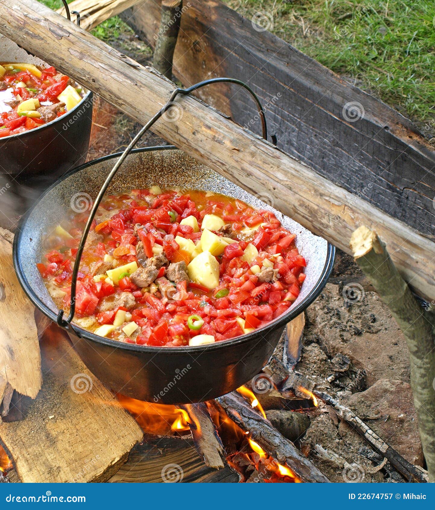 Camp cooking stock image. Image of delicious, cast, kettles - 22674757
