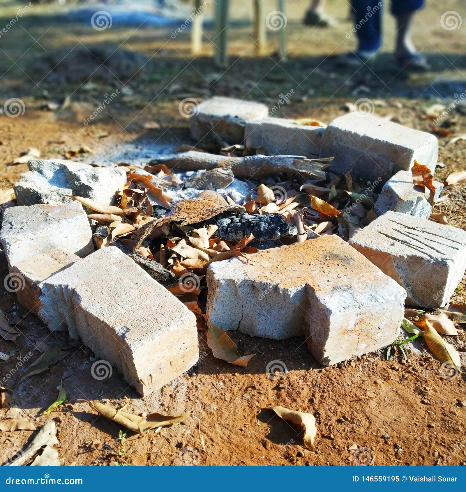 Camp fire ashes stock image. Image of ashes, bricks - 146559195