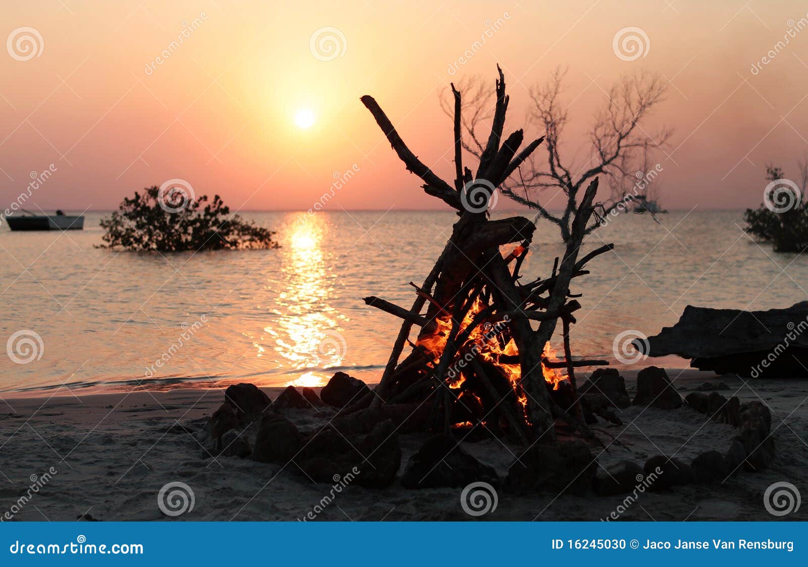 Camp fire on the beach stock photo. Image of camp, relax - 16245030