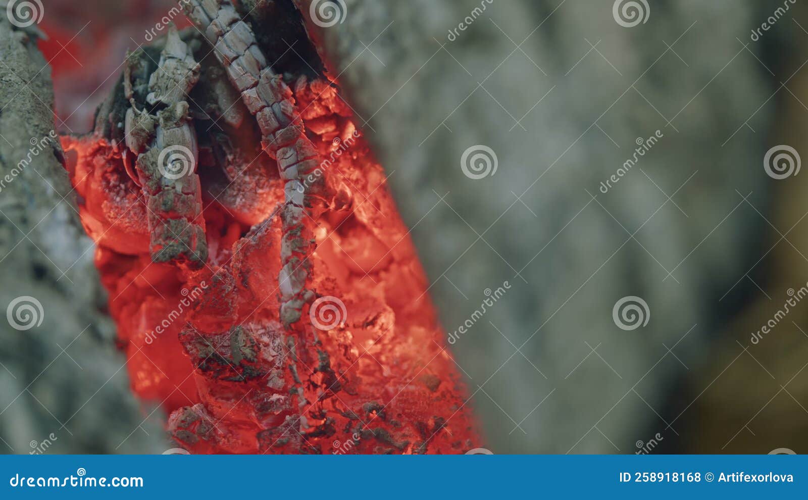 Camp Fire Burning. Hot Coals in Different Shades of Red. Slow Motion ...