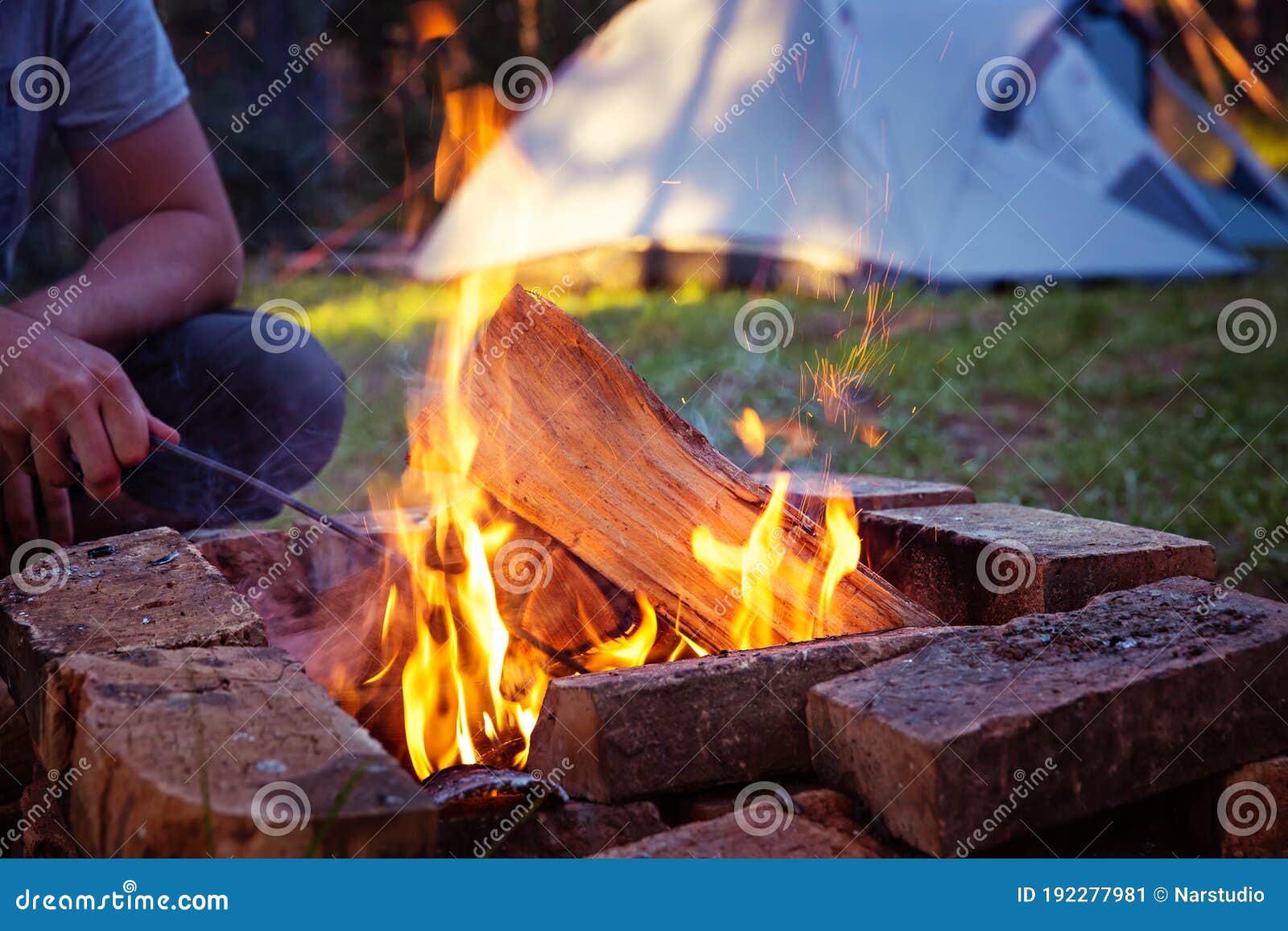 Camp fire. stock image. Image of firewood, camp, hike - 192277981