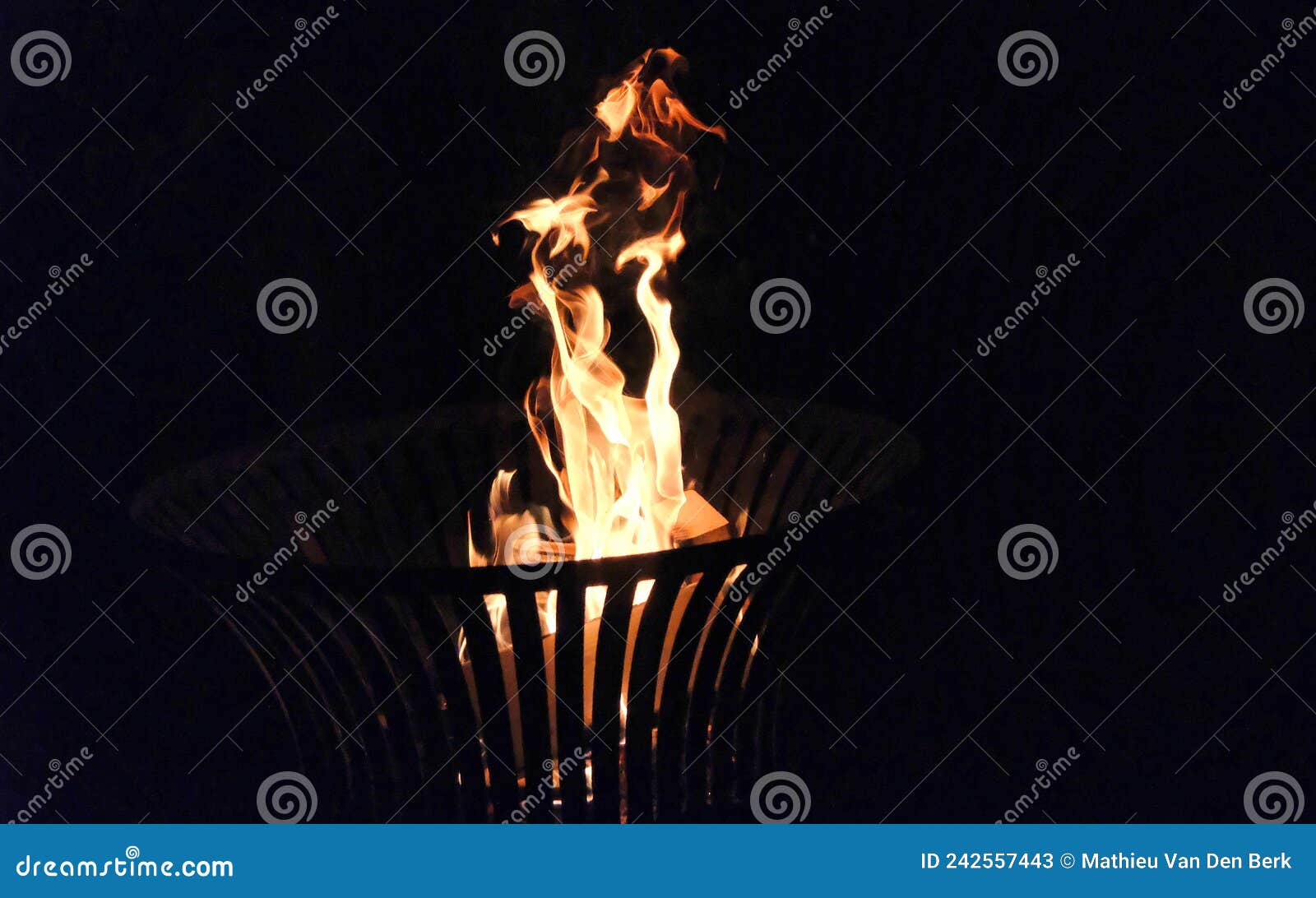 Camp Fire in the Dark Flames on Black Background Stock Image - Image of ...