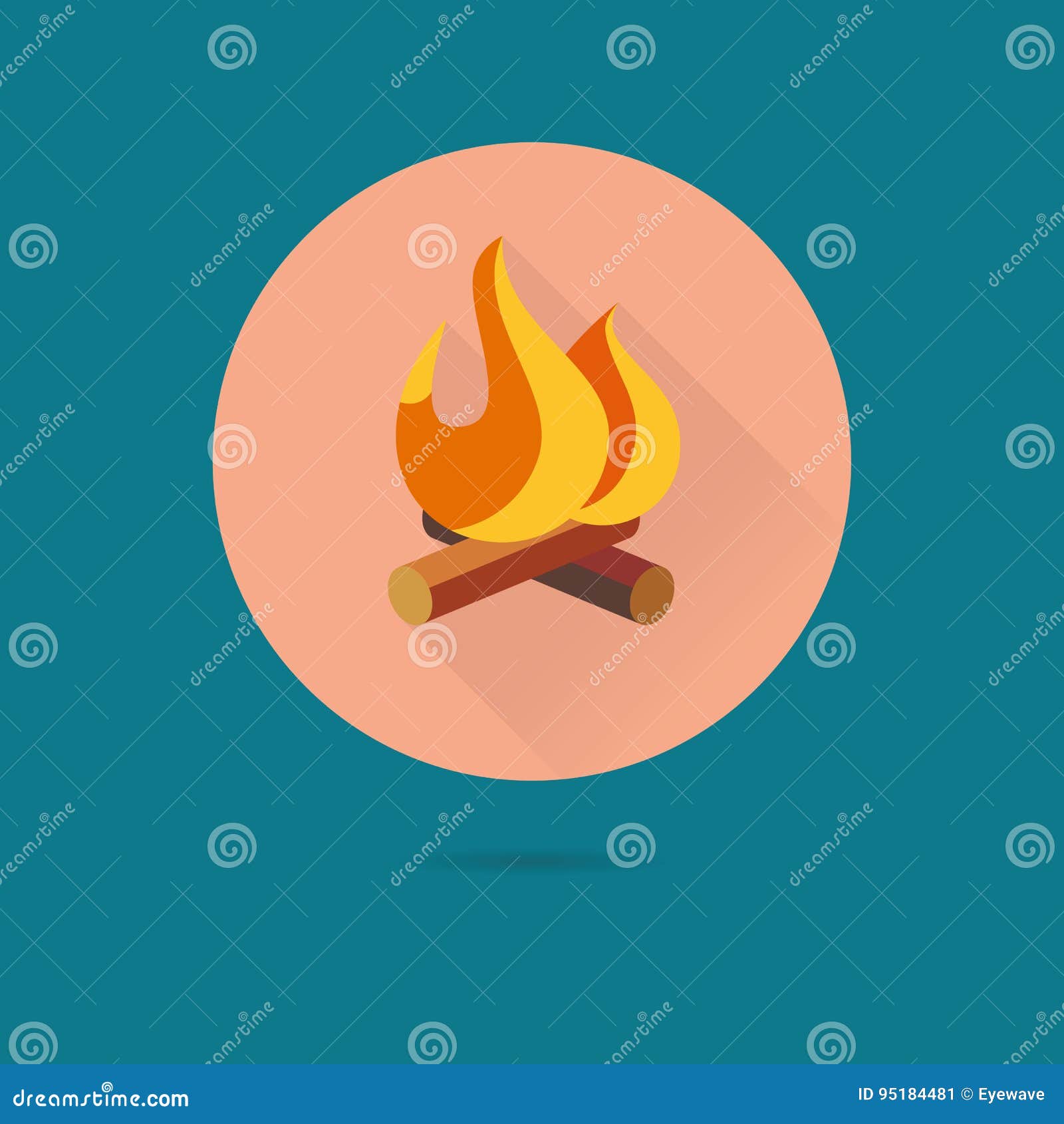 Camp Fire Flat Design Vector Icon Stock Vector - Illustration of long ...