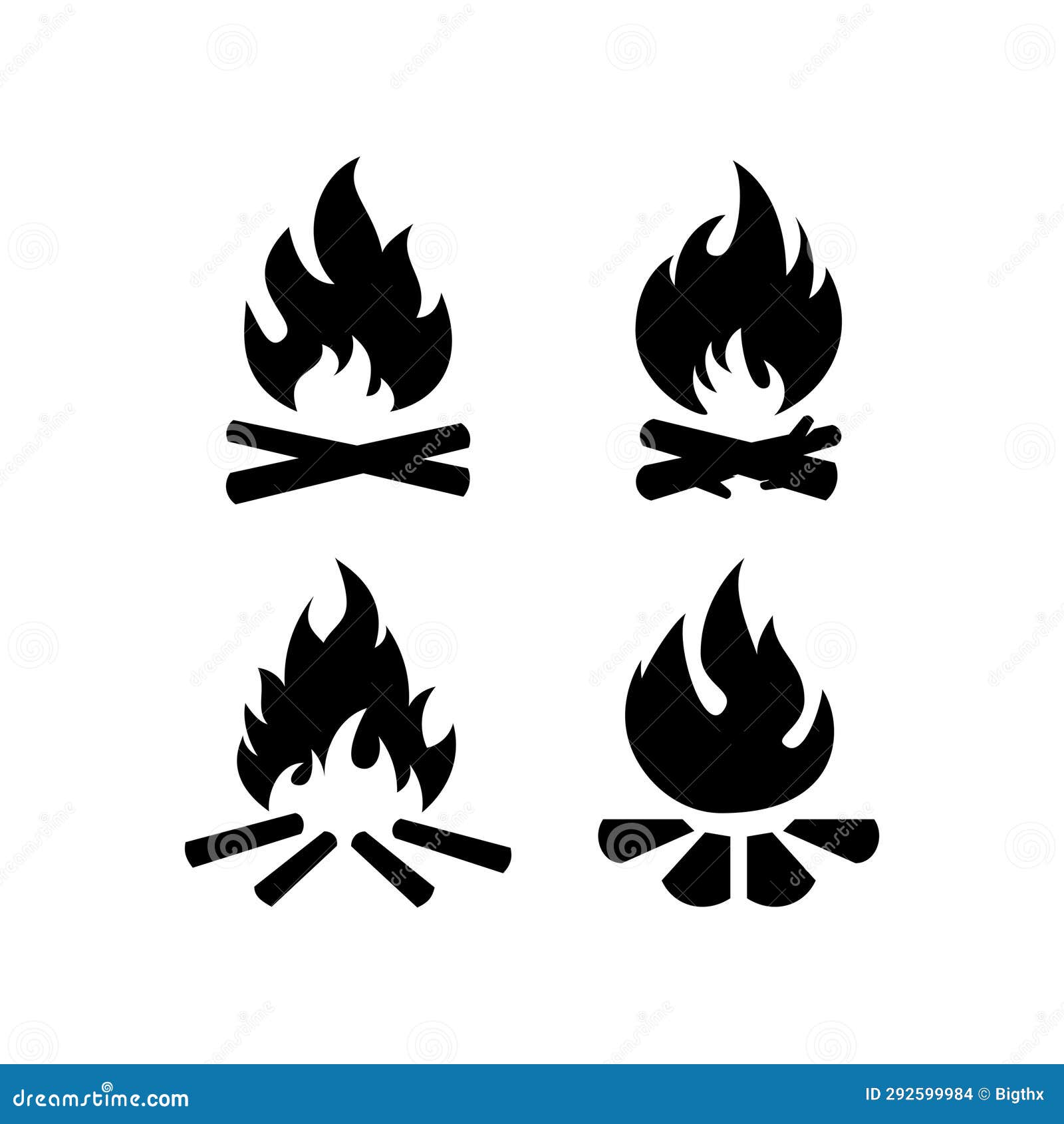 Camp Fire Icon. Bonfire Burning on Firewood Sign Stock Vector ...