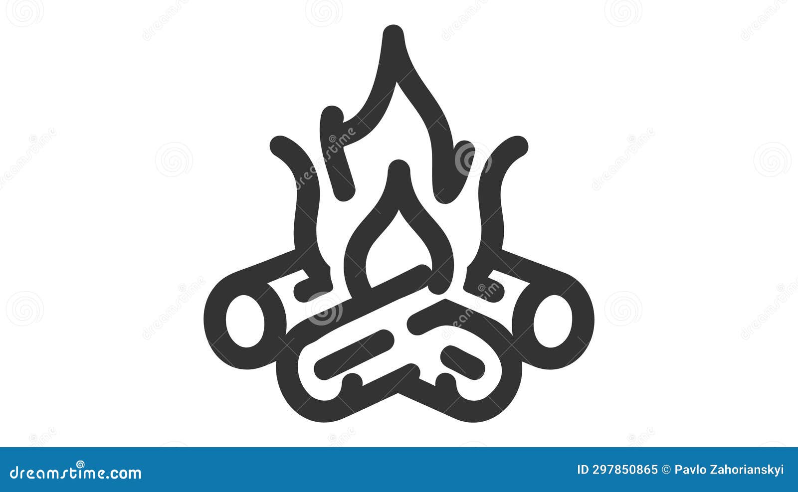 Camp Fire Icon. Bonfire Burning on Firewood Sign Stock Vector ...