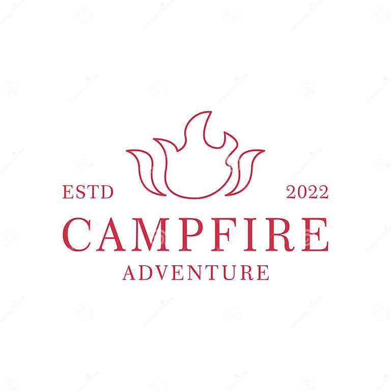 Camp Fire Logo Design Vector for Adventure Stock Vector - Illustration ...