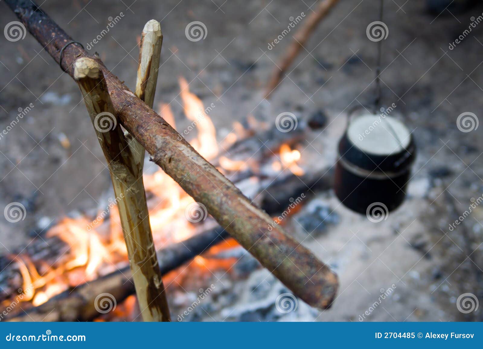 Camp-fire and pot stock image. Image of tourism, bonfire - 2704485