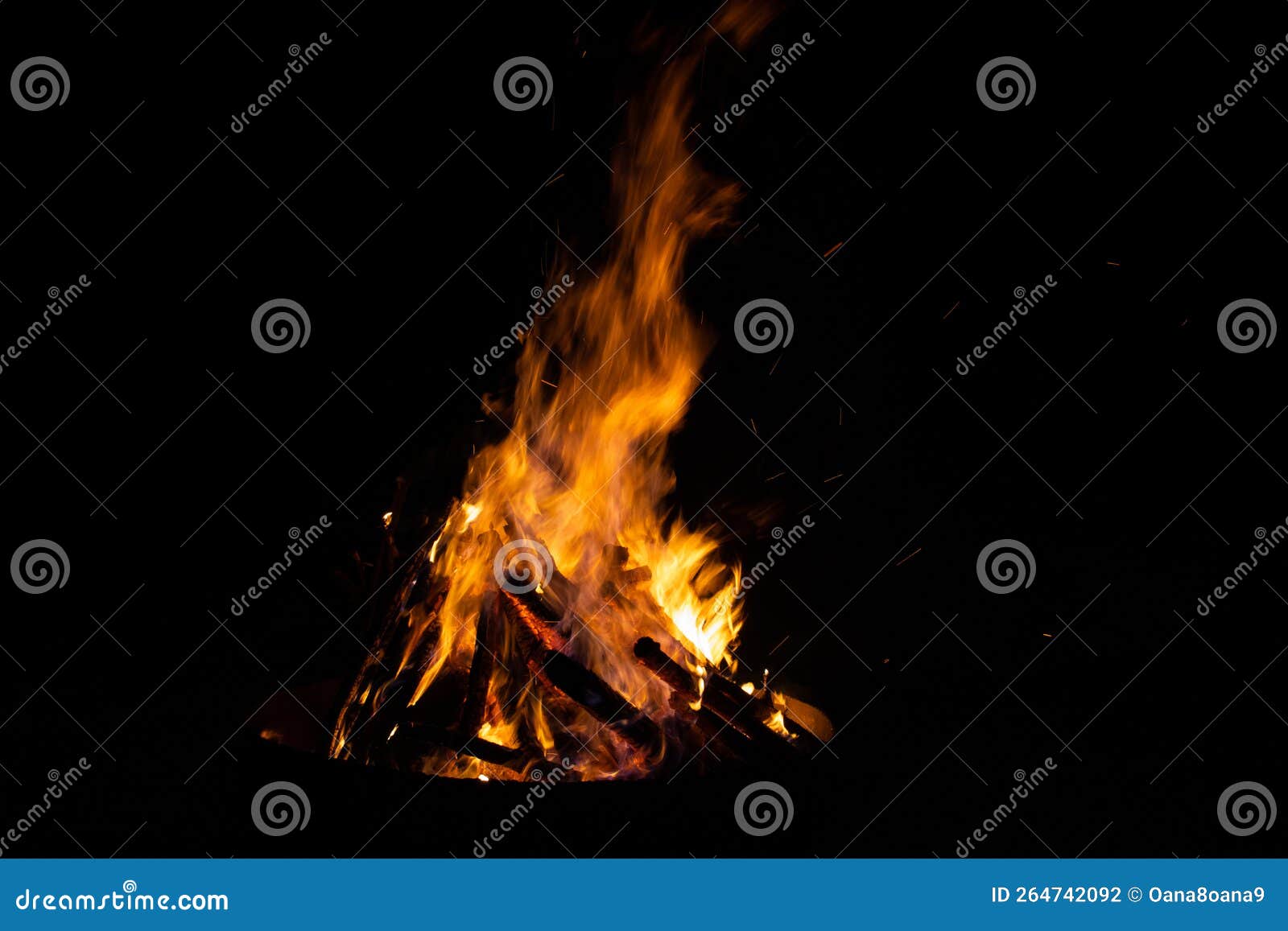 Camp Fire on a Black Background Stock Photo - Image of fire, campfire: 264742092