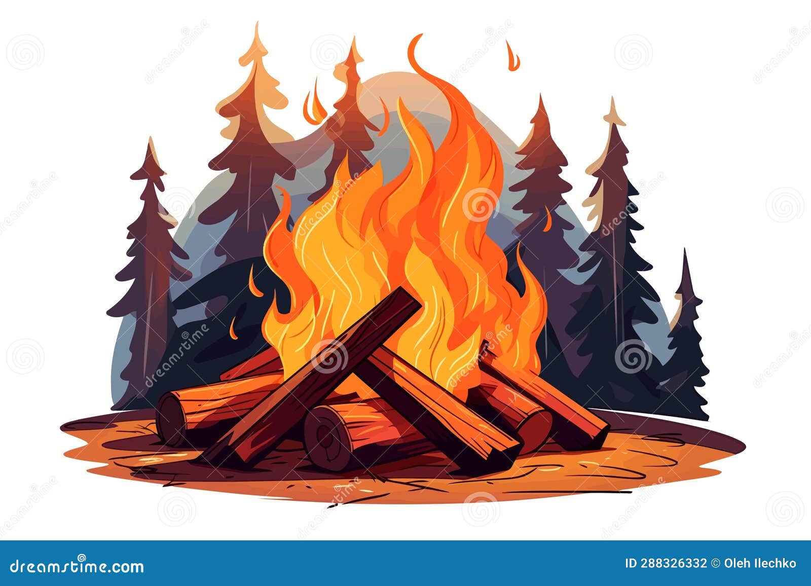 Camp Fire Vector Flat Minimalistic Isolated Illustration Stock ...