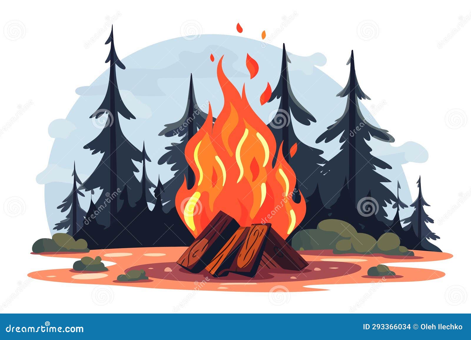 Camp Fire Vector Flat Minimalistic Isolated Illustration Stock Vector ...
