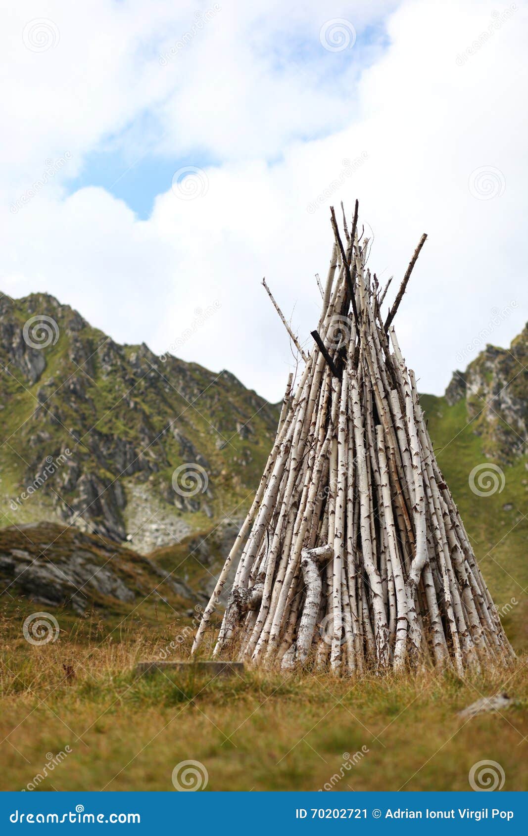Camp Fire Wood in the Mountains Stock Image - Image of mountain, logs ...
