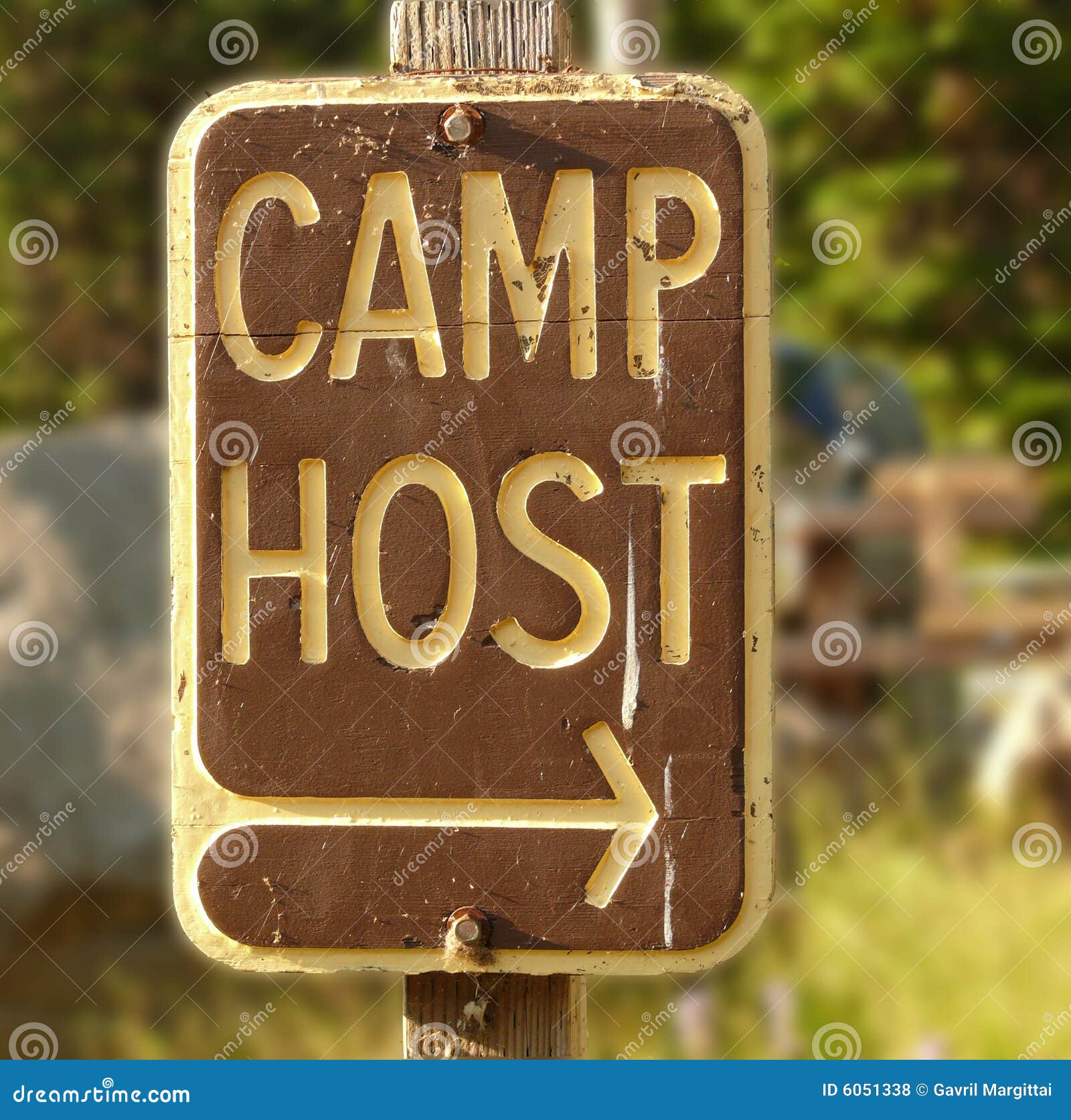 Camp host sign stock photo. Image of yellow, camp, direction - 6051338