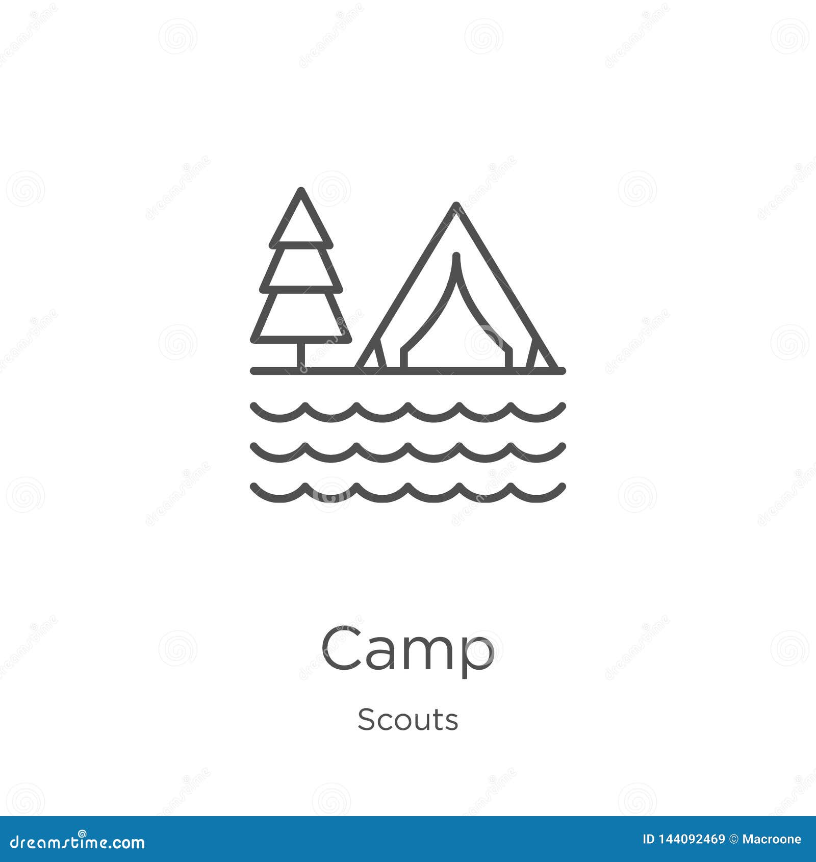 Camp Icon Vector from Scouts Collection. Thin Line Camp Outline Icon ...