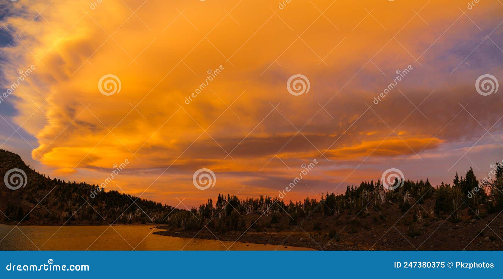 Camp Lake Sunset stock image. Image of united, three - 247380375