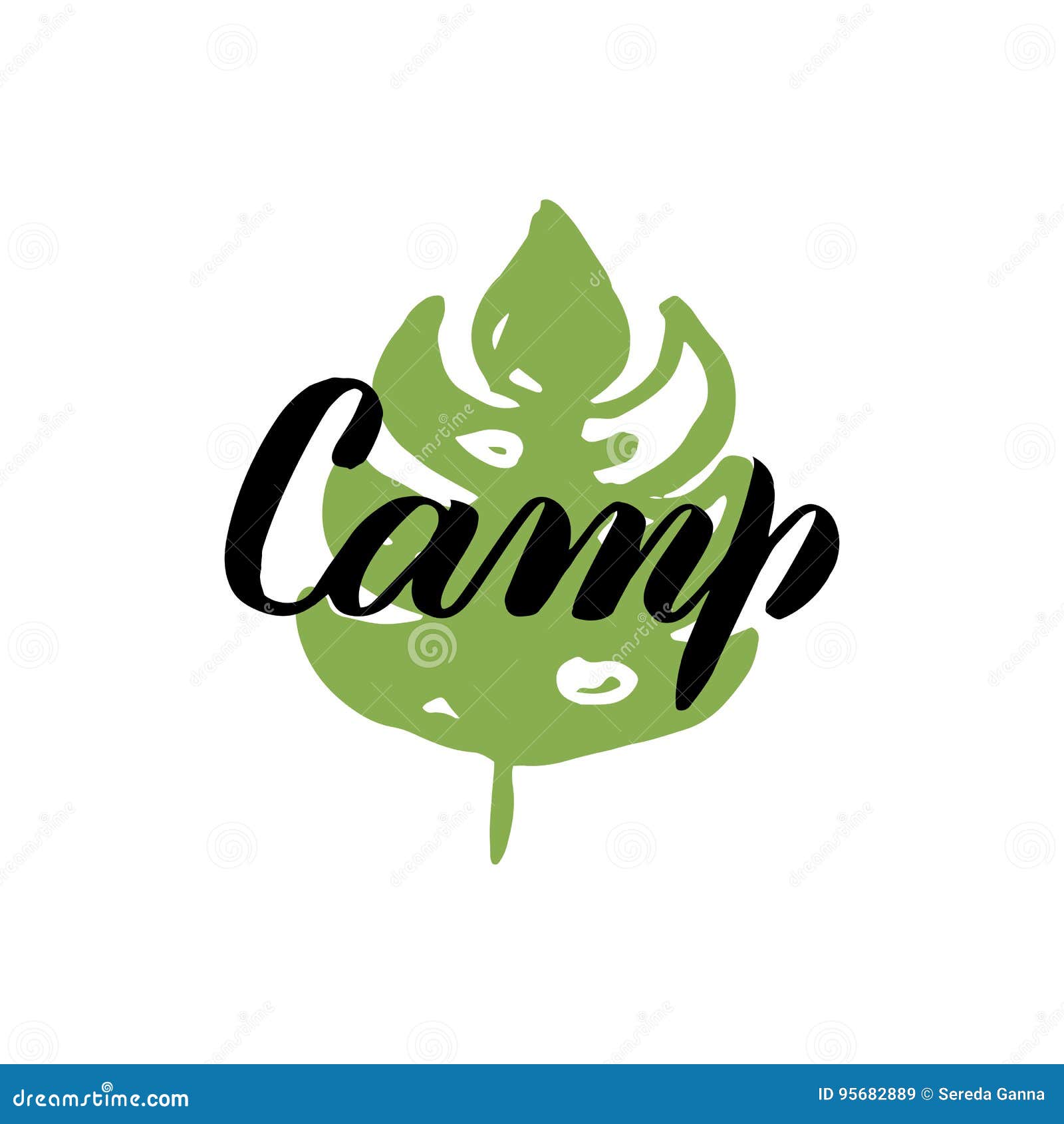 Camp Leaf Calligraphy stock vector. Illustration of outdoor - 95682889