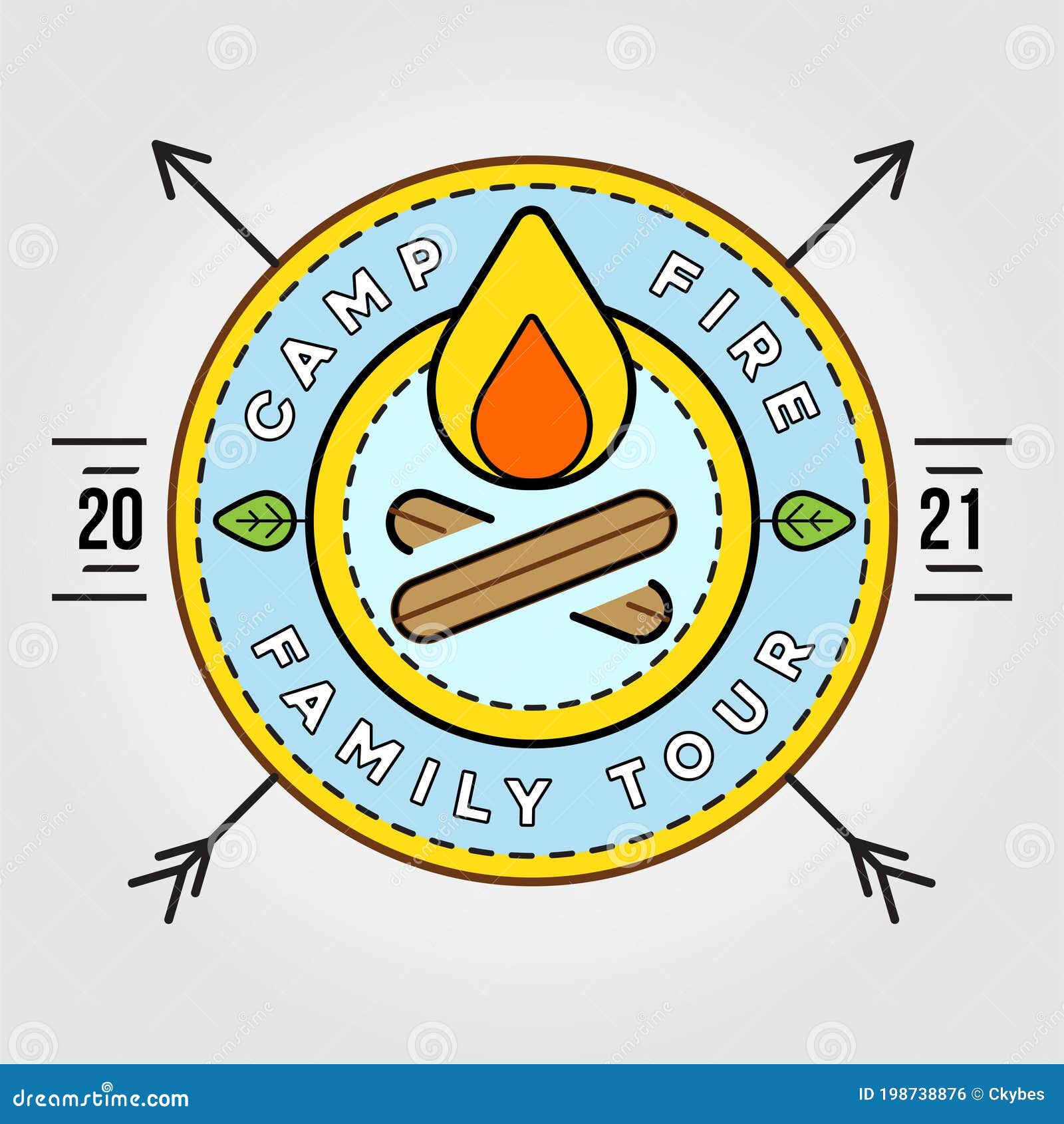 Camp Logo with Campfire. Vector Illustration. Camping Stock Vector ...