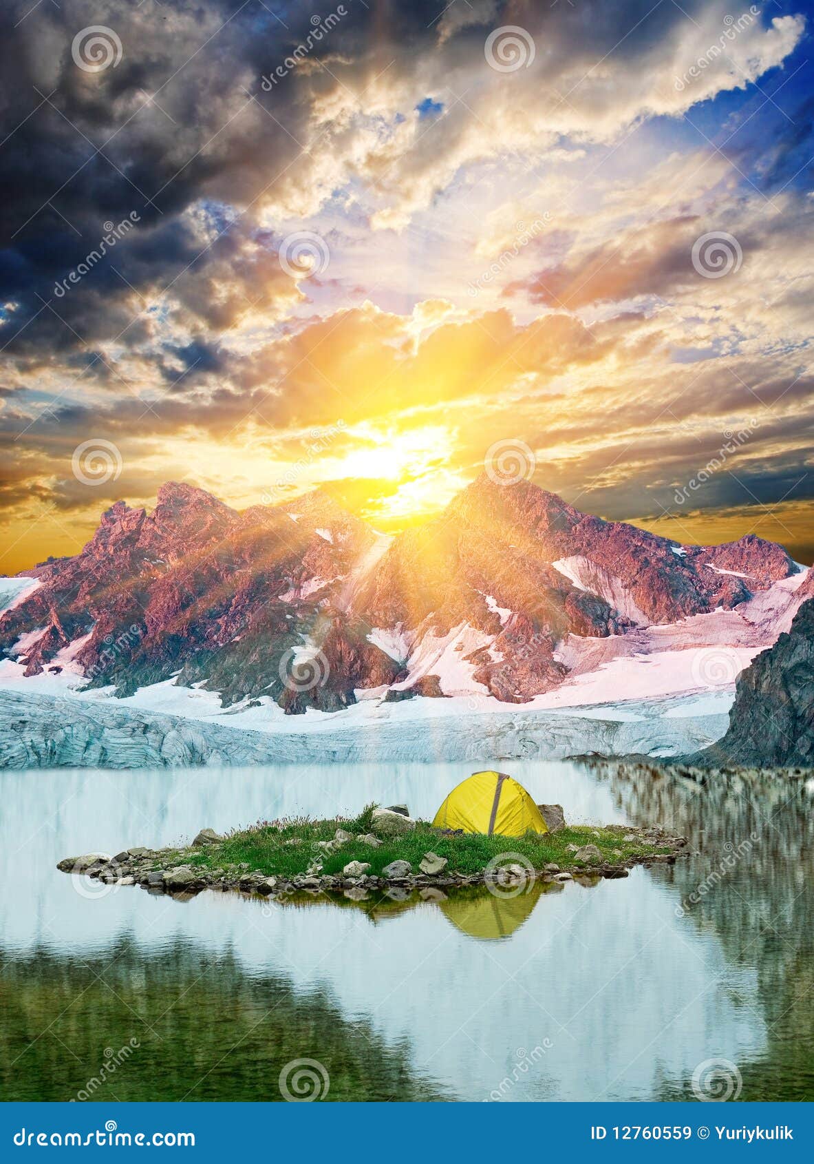 Camp on a mountain lake stock image. Image of calm, shelter - 12760559