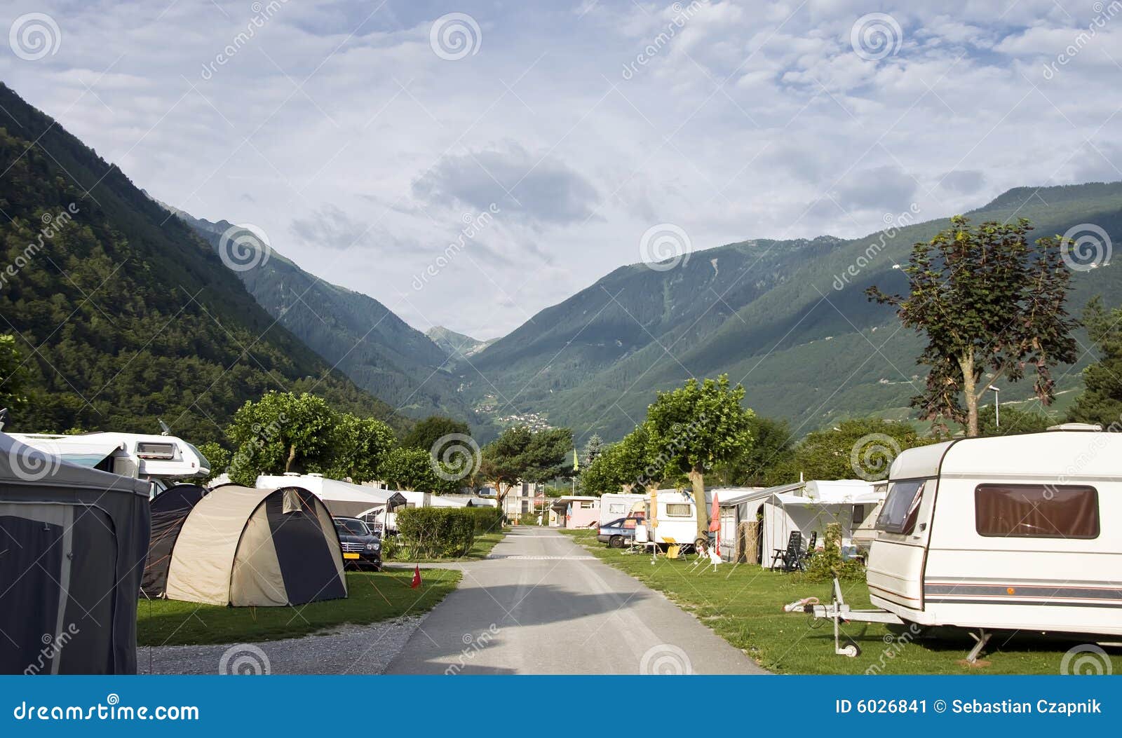 Camp site in Alps stock image. Image of rhone, swiss, tent - 6026841