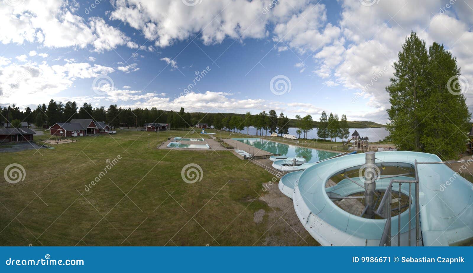 Camp site panorama stock image. Image of slide, panorama - 9986671
