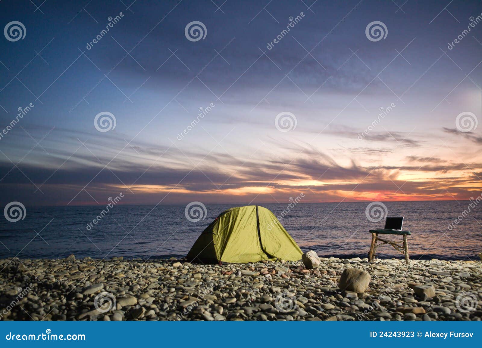 Camp at sunset stock image. Image of sunset, coastal - 24243923