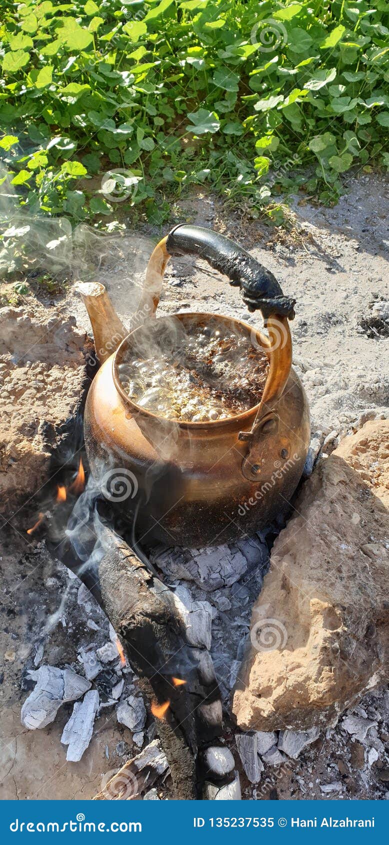 Camp tea stock image. Image of camp, fire, camping, teapot - 135237535