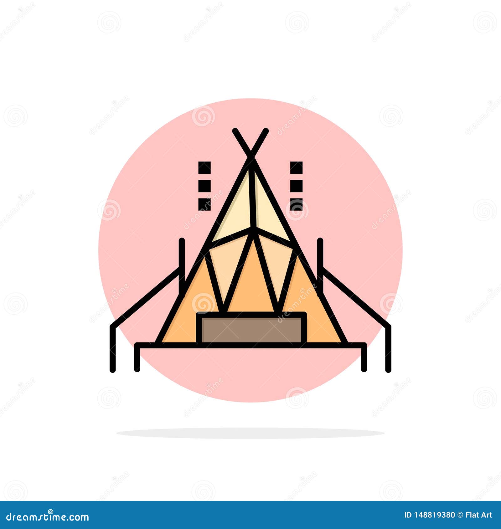 Camp, Tent, Camping Abstract Circle Background Flat Color Icon Stock ...