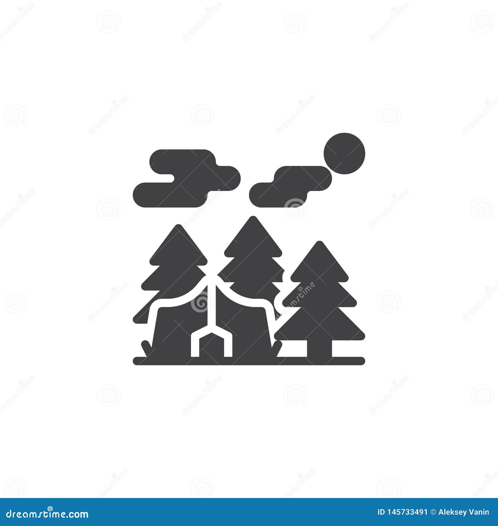 Camp Tent and Forest Trees Vector Icon Stock Vector - Illustration of ...