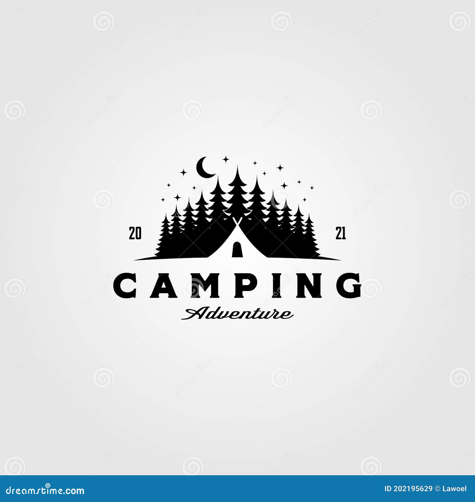 Camp Tent Logo in Pine Tree Vintage Vector Illustration Design Stock ...