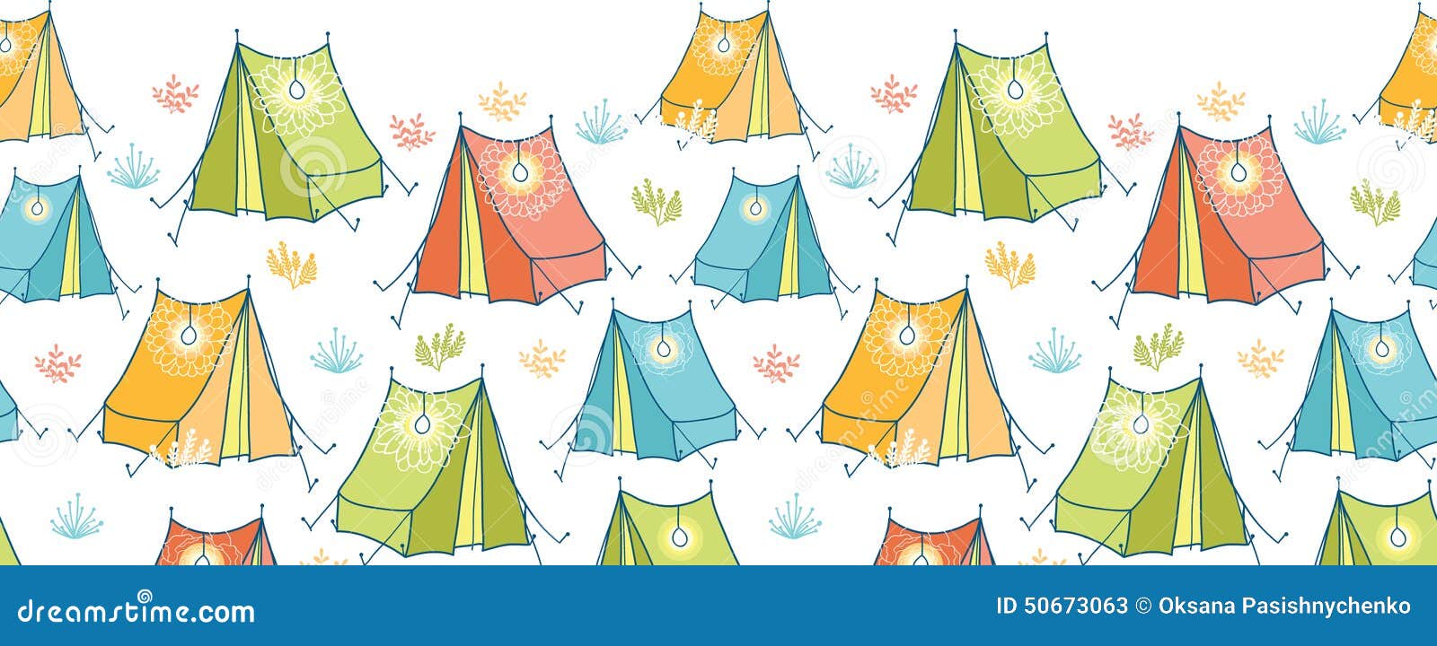 Camp Tents Horizontal Seamless Pattern Background Stock Vector ...