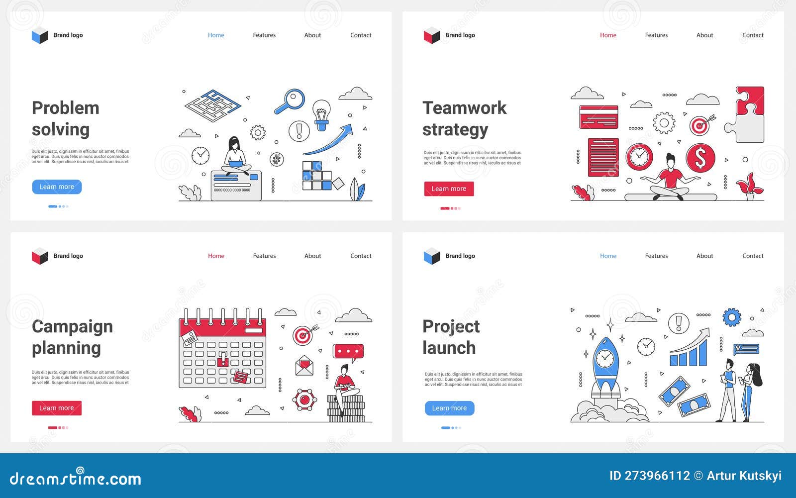 Campaign and Startup Planning, Team Problem Solving Strategy Set and Tiny People Stock Vector ...