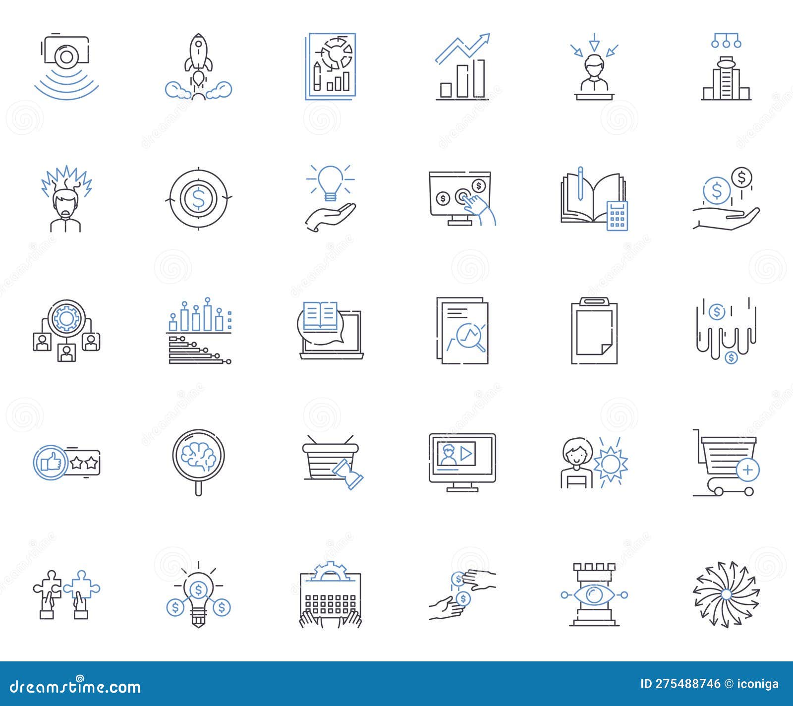 Campaign Strategy Line Icons Collection. Planning, Execution, Logistics ...
