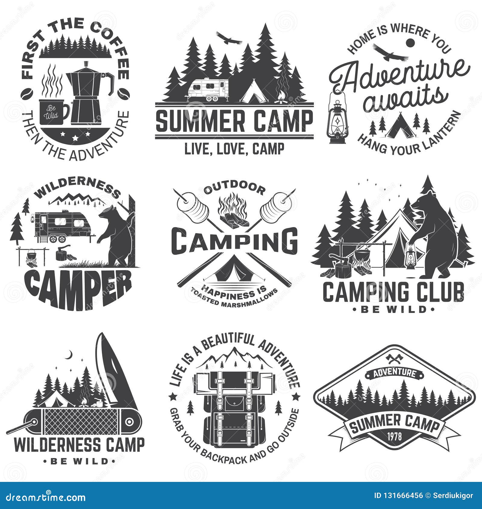 Campamento De Verano Vector Ilustración del Vector - Ilustración de ...