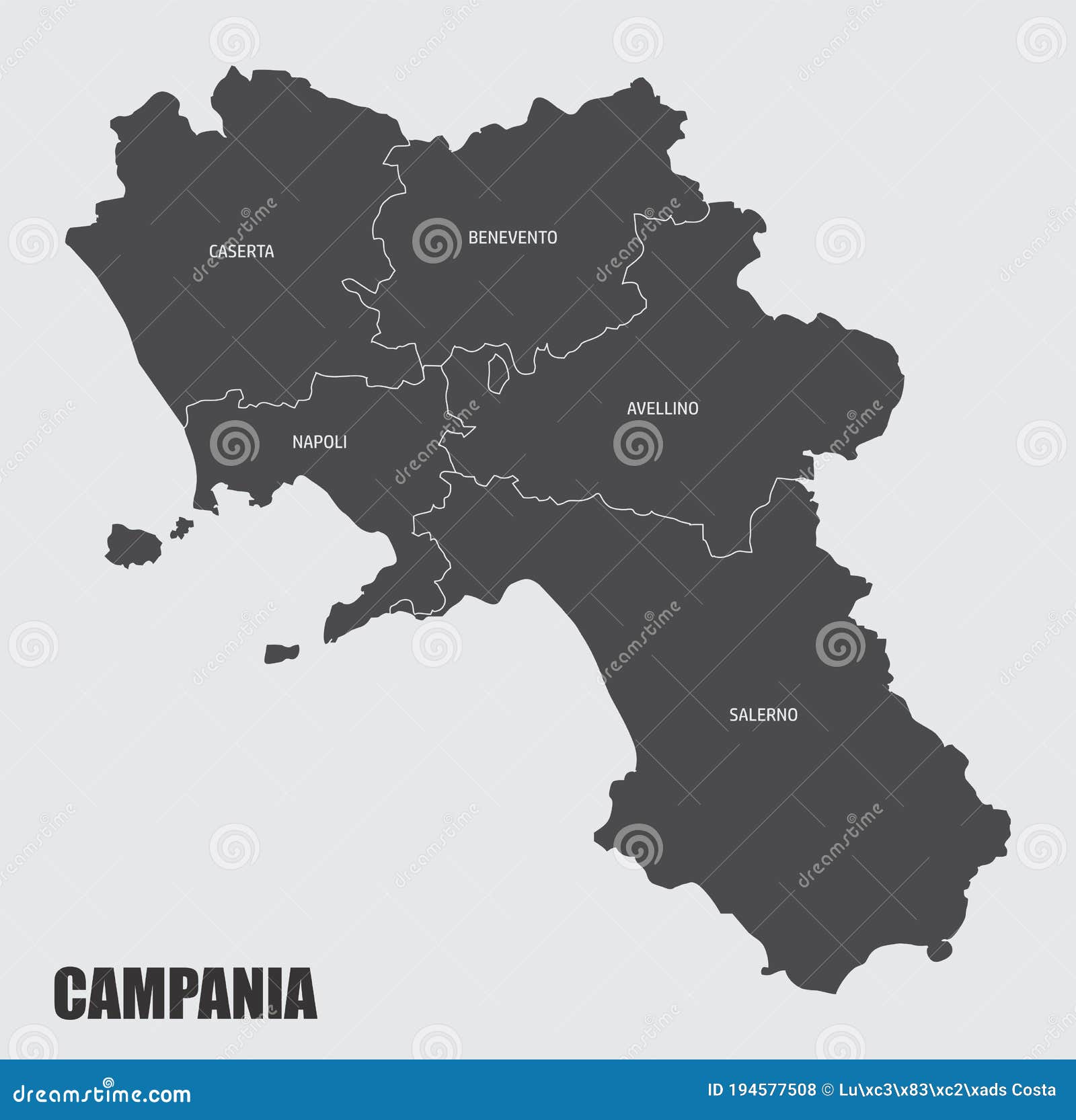 Campania Region Map Stock Image | CartoonDealer.com #194577805