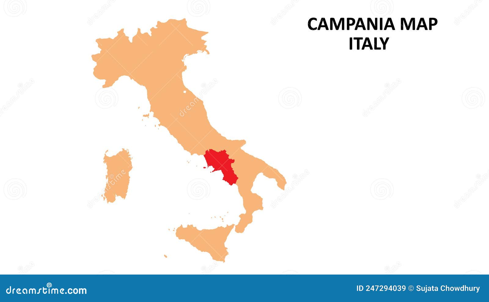 Campania Regions Map Highlighted on Italy Map Stock Vector ...