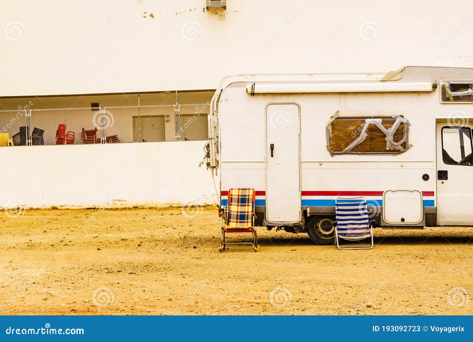 Camper with broken windows stock image. Image of camper - 193092723