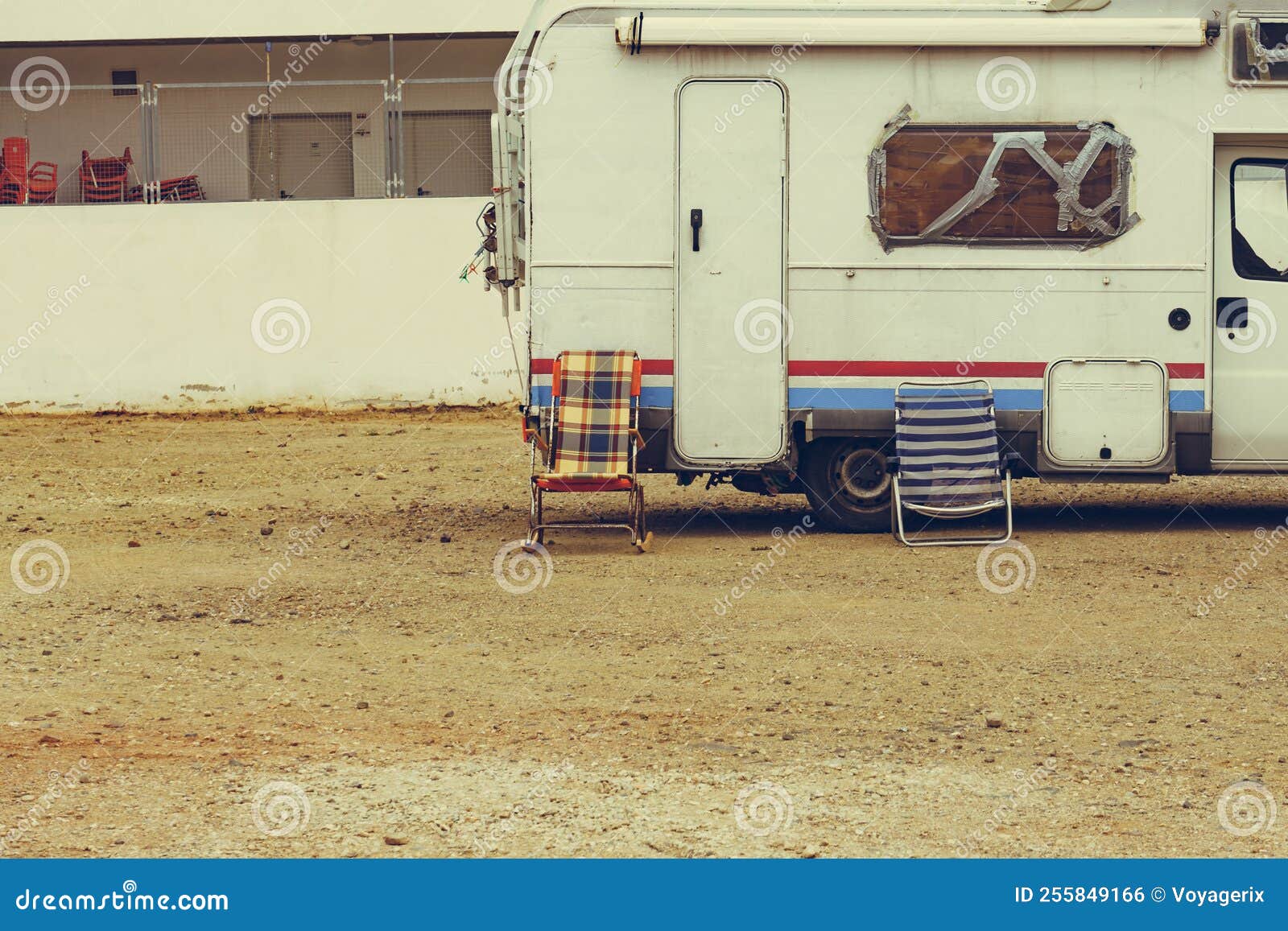Camper with broken windows stock photo. Image of break - 255849166