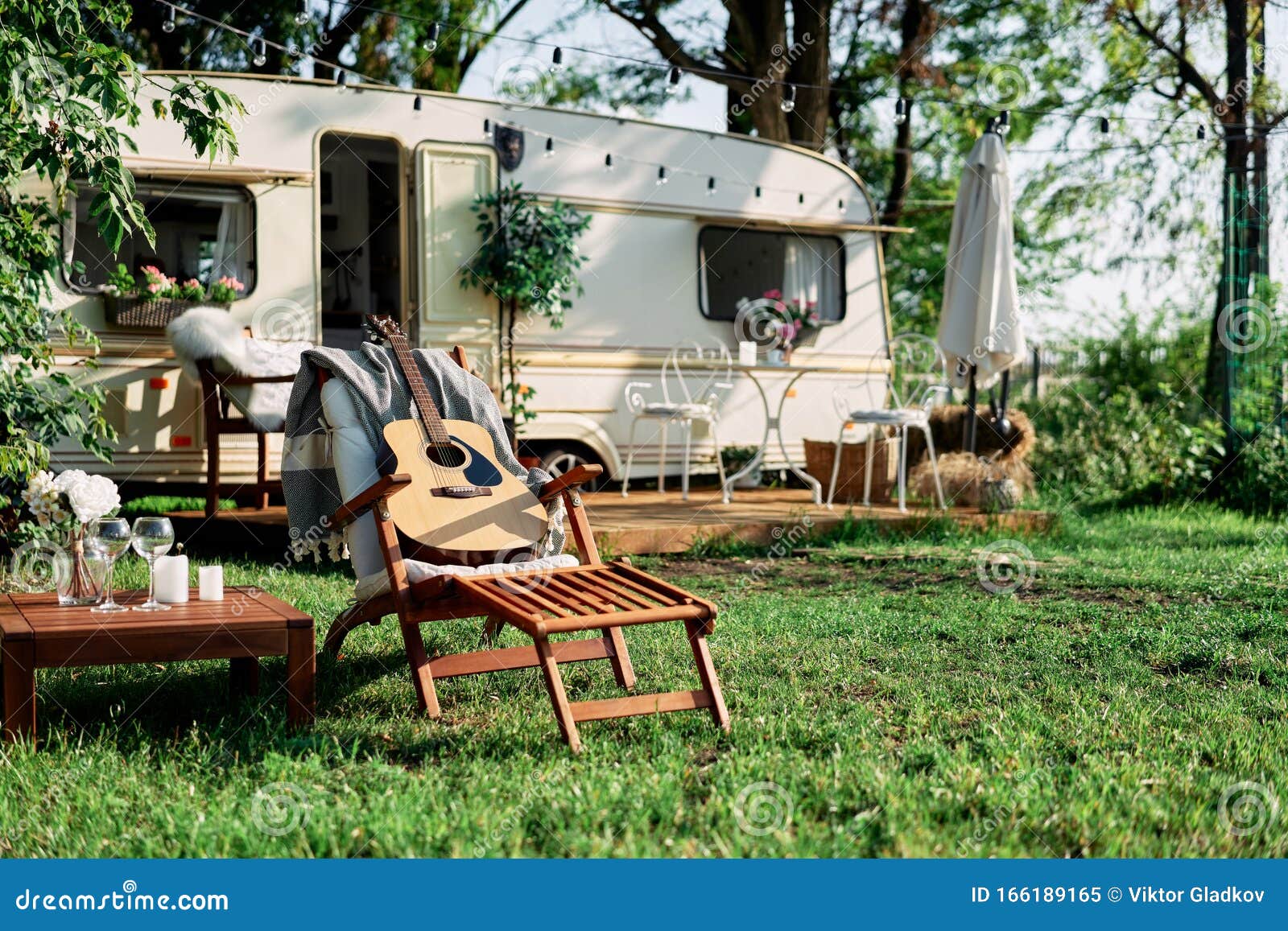 Camper Camping at Summer Vacation Stock Image - Image of recreational ...