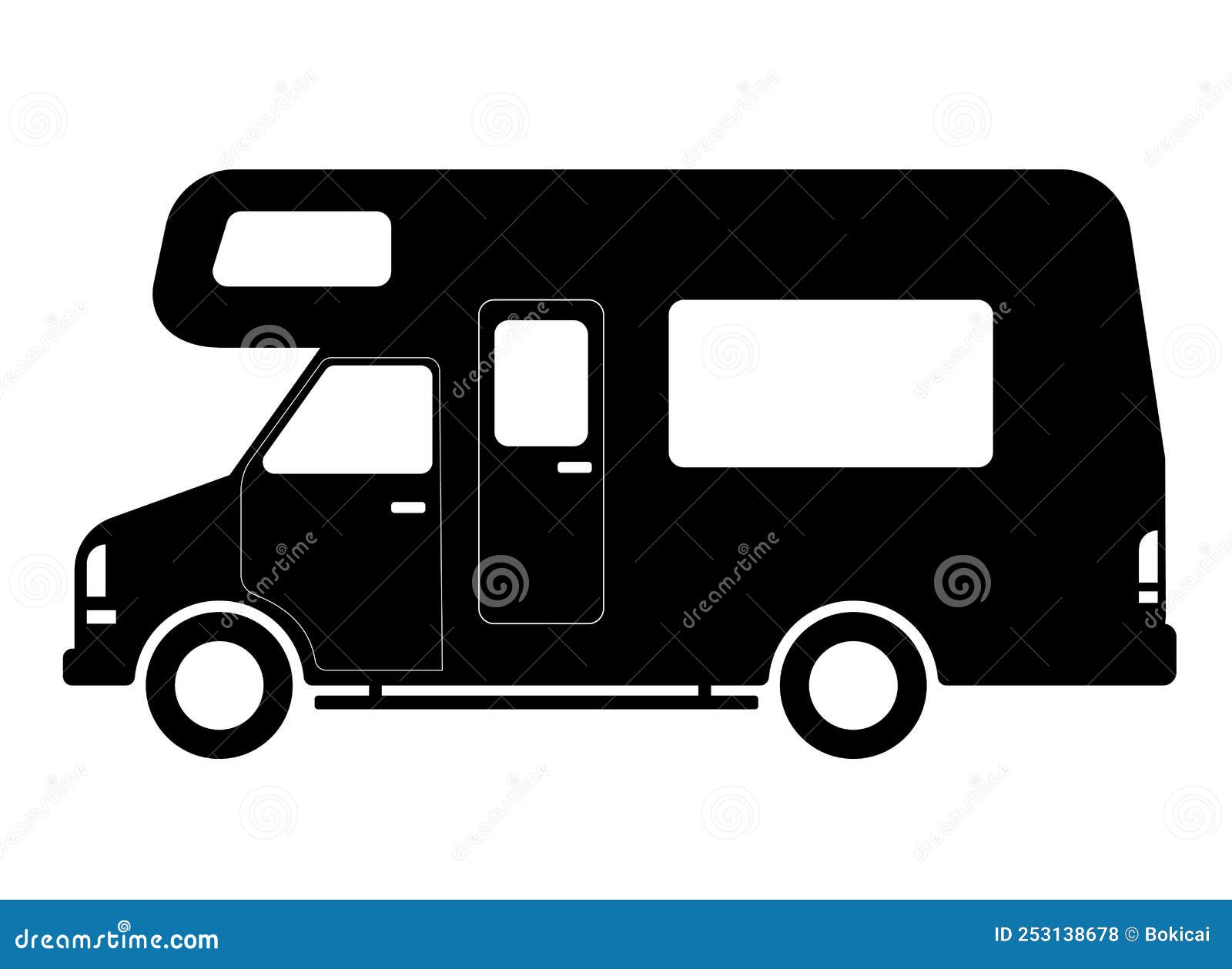 Camper, Camping Van - Simple Flat Icon - Vector Stock Vector - Illustration of motorhome ...